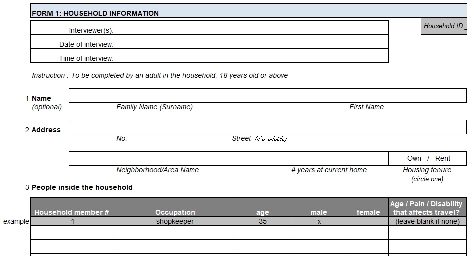 Household Survey - Institute for Transport and Development Policy (ITDP ...